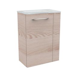 Fackelmann Glaswaschbecken mit Unterschrank 'SBC' Hahnloch rechts wei&szlig;/Eschefarben 45 x 61,5 x 25 cm