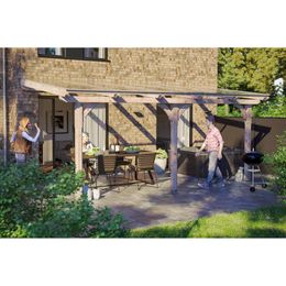 Skan Holz Terrassen&uuml;berdachung 'Rimini' 541 x 250 cm Douglasie Doppelstegplatten natur