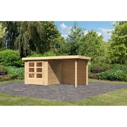 Karibu Gartenhaus-Set 'Raskola 2' Fichtenholz naturbelassen 211 x 433 x 217 cm
