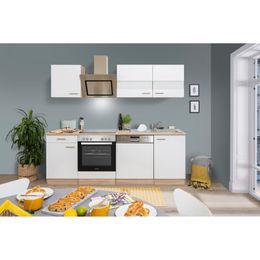 respekta K&uuml;chenzeile 'Merle' mit E-Ger&auml;ten KB220ESWSC wei&szlig;/eichefarben 220 cm