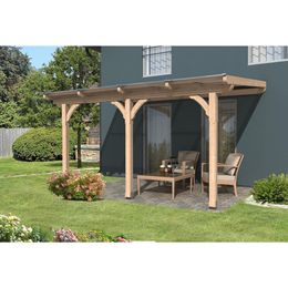 Skan Holz Terrassen&uuml;berdachung 'Rimini' 434 x 350 cm Douglasie Doppelstegplatten natur