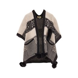 OSHA Poncho Damen Gr&ouml;&szlig;e M schwarz / wollwei&szlig;