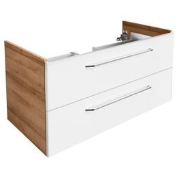 Fackelmann Waschbeckenunterschrank 'Milano' wei&szlig;, braun gl&auml;nzend 100 x 49,5 x 48 cm