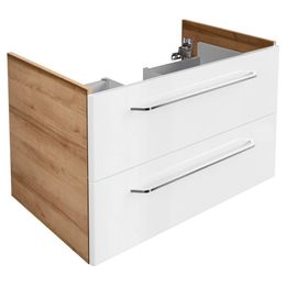 Fackelmann Waschbeckenunterschrank 'Milano' wei&szlig;, braun foliert 80 x 49,5 x 48 cm