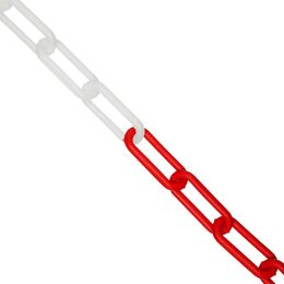 Gliederkette Kunststoff Meterware 6 mm rot/wei&szlig; nachleuchtend