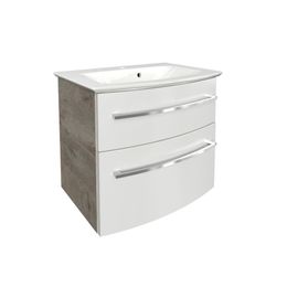 Fackelmann Waschbecken mit Unterschrank 'B.Style' braun, wei&szlig; gl&auml;nzend 63,2 x 54,3 x 46 cm