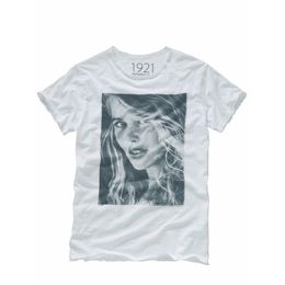 1921 T-Shirts Herren T-Shirt Claudia Schiffer Wei&szlig; 100 % Baumwolle