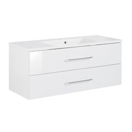 Fackelmann Waschbecken mit Unterschrank 'B.Clever' wei&szlig; gl&auml;nzend 120 x 62,5 x 46 cm
