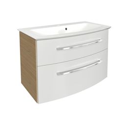Fackelmann Waschbecken mit Unterschrank 'B.Style' braun, wei&szlig; gl&auml;nzend 83,2 x 54,3 x 46 cm