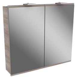 Fackelmann LED-Spiegelschrank 'Lima' braun 80 x 71,2 x 15,3 cm