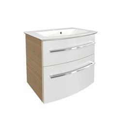 Fackelmann Waschbecken mit Unterschrank 'B.Style' braun, wei&szlig; gl&auml;nzend 63,2 x 54,3 x 46 cm