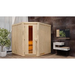 Karibu Elementsauna 'Alicia' naturbelassen mit Energiespart&uuml;r 196 x 196 x 198 cm