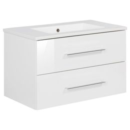 Fackelmann Waschbecken mit Unterschrank 'B.Perfekt' wei&szlig; gl&auml;nzend 82 x 51 x 48 cm