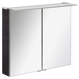 Fackelmann LED-Spiegelschrank 'B.Perfekt' braun gl&auml;nzend 80 x 69,4 x 23,5 cm