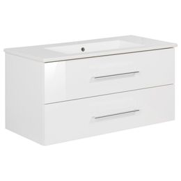 Fackelmann Waschbecken mit Unterschrank 'B.Perfekt' wei&szlig; gl&auml;nzend 103 x 51 x 48 cm