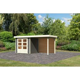 Woodfeeling Gartenhaus 'Dornhan 2' Flachdach Set 2, 213 x 217 x 211 cm, terragrau