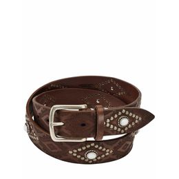 Brunocenere Herren Butteri-G&uuml;rtel Cabochons Braun Rindleder