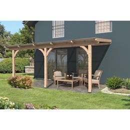 Skan Holz Terrassen&uuml;berdachung 'Rimini' 541 x 300 cm Douglasie Doppelstegplatten natur