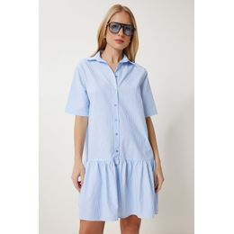 Happiness İstanbul Kleid Damen Gr&ouml;&szlig;e 38 himmelblau / wei&szlig; Sommerkleid