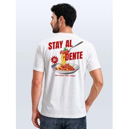 Neverless Shirt 'Stay al dente' Herren Gr&ouml;&szlig;e 5XL wei&szlig;