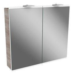 Fackelmann LED-Spiegelschrank 'Lima' braun, wei&szlig; 80 x 71,2 x 15,3 cm