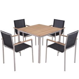 Garden Pleasure Gartenm&ouml;belset 'Denver' f&uuml;r 4 Personen Edelstahl