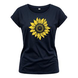 Makaya Shirt 'Sonnenblume' Damen Gr&ouml;&szlig;e S blau