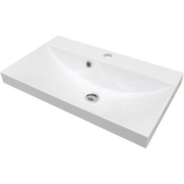 Fackelmann Waschbecken 'Lima' Gussmarmor wei&szlig; 60 x 14 x 35
