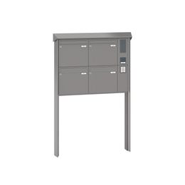 Renz Prisma freistehende Briefkastenanlage mit Sprechanlage 4-fach RAL9007