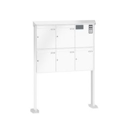 Renz Prisma freistehende Briefkastenanlage mit Sprechanlage 5-fach RAL9016