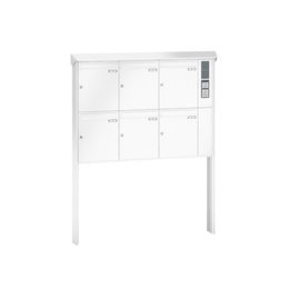 Renz Prisma freistehende Briefkastenanlage mit Sprechanlage 6-fach RAL9016