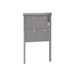 Renz Prisma freistehende Briefkastenanlage mit Sprechanlage 4-fach RAL9007