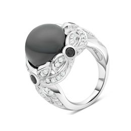 Tony Fein Ring 'Solit&auml;r Onyx' Damen Gr&ouml;&szlig;e 56 silber