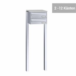 LEABOX freistehende waagerechte Briefkastenanlage in V2A Edelstahl LEA3 (2-12-fach)