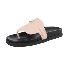 Ital-Design Zehentrenner Damen Gr&ouml;&szlig;e 40 beige / gold / schwarz