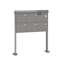 Renz Prisma freistehende Briefkastenanlage mit Sprechanlage 5-fach RAL7016