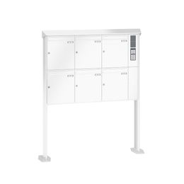 Renz Prisma freistehende Briefkastenanlage mit Sprechanlage 6-fach RAL9016