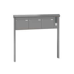 Renz Prisma freistehende Briefkastenanlage mit Sprechanlage 3-fach RAL9007