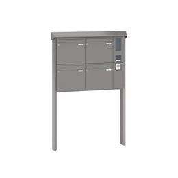 Renz Prisma freistehende Briefkastenanlage mit Sprechanlage 4-fach RAL7016