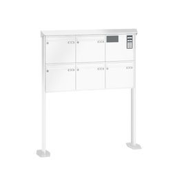Renz Prisma freistehende Briefkastenanlage mit Sprechanlage 5-fach RAL9016