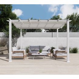 Paragon-Outdoor Pergola 'Florida 11 x 11' Aluminium wei&szlig; mit Sonnensegel 350 x 350 x 235 cm
