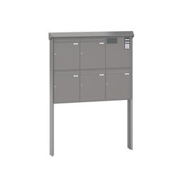 Renz Prisma freistehende Briefkastenanlage mit Sprechanlage 5-fach RAL9007