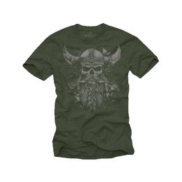 Makaya Shirt 'Viking Skull' Herren Gr&ouml;&szlig;e S gr&uuml;n