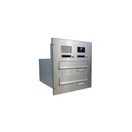 2er Edelstahl Kamera Durchwurf Briefkastenanlage mit Busch-Jaeger Videostation 5 schwarz - B-042