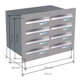 8er Edelstahl V2A Durchwurfbriefkastenanlage - B-0469