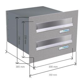 2er Edelstahl V2A Design Durchwurfbriefkastenanlage - B-04