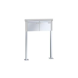 Renz LEABOX 2er freistehende Briefkastenanlage in V2A Edelstahl (Fu&szlig;platten) - LEA2