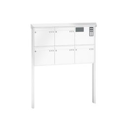 Renz Prisma freistehende Briefkastenanlage mit Sprechanlage 5-fach RAL9016