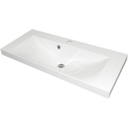 Fackelmann Waschbecken eckig 'Lima' Gussmarmor wei&szlig; 80 x 14 x 35 cm