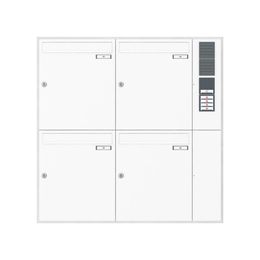 Renz Schattenfuge Unterputz Briefkastenanlage 4-fach mit Sprechsieb RAL9016
